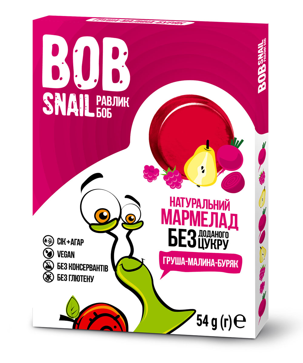 Купити Мармелад натуральний фруктовий Малина-Буряк Равлик Боб, 54г. Bob ...